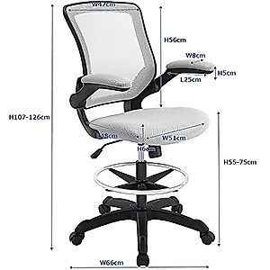 Modway MO-EEI-1423-GRY Veer-Reception Desk Flip-Up Arm Drafting Chair, 22.5"L x 25.5"W x 41.5-50"H, Gray