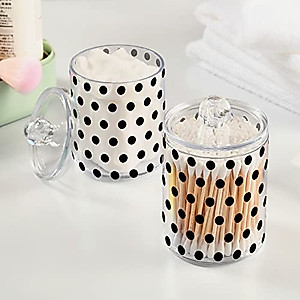 Sletend 2 Pack Plastic Qtips Holder Black Spots Bathroom Container Storage Holder Vanity Canister Jar for Cotton Swabs,Bath Salts,Makeup Sponges,Hair Accessories