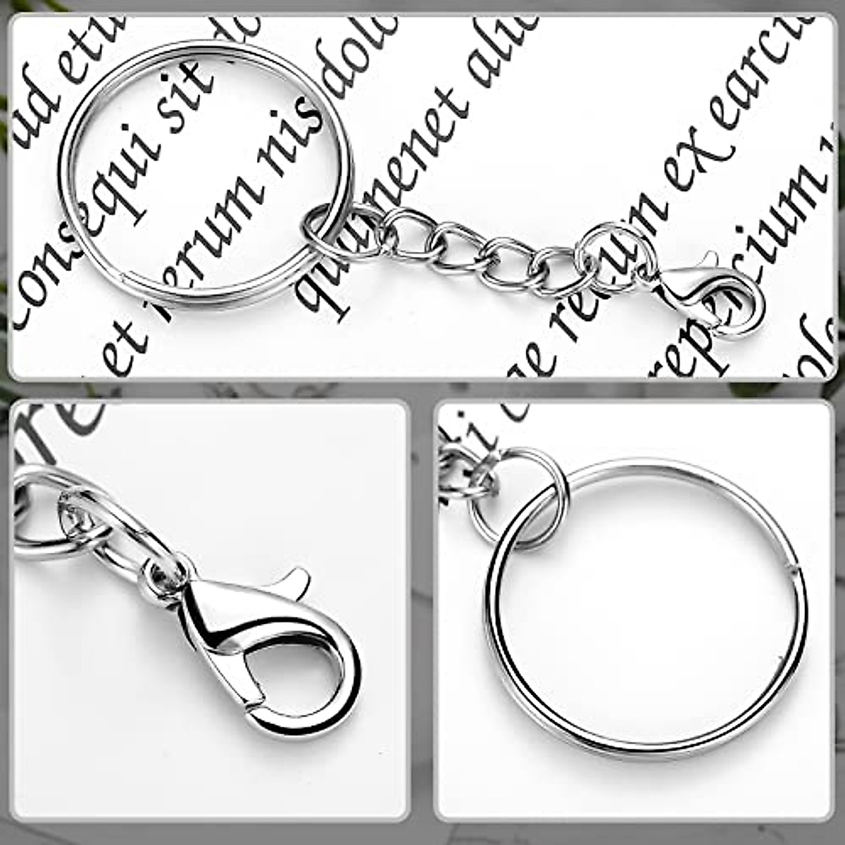 Sasylvia 100 Pcs Keychain Rings with Chain Key Chain Making Kit Include Split Key Ring with Chain, Open Jump Rings, Lobster Clasp, Keychain Ring for Crafts Jewelry Making Supplies, Silver