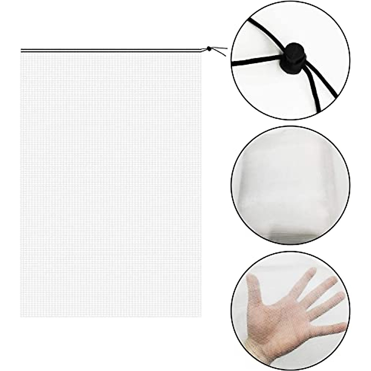 Alpurple 3 PCS Insect Bird Barrier Netting Mesh with Drawstring-2.6 x 2.6 Feet Fruit Tree Net-Garden Netting Plant Cover for Protect Plant Fruits Flower from Insect Bird Eating
