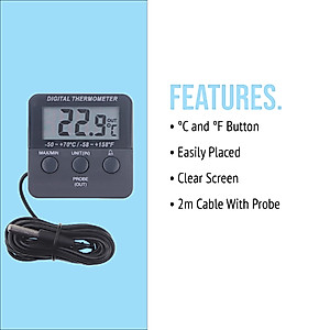 Digital Fridge Freezer Thermometer with Fridge Freezer Temperature Alarm and Max Min Function - Refrigerator Thermometer for Fridge and Freezer Alarm Alert When Temperatures Drop