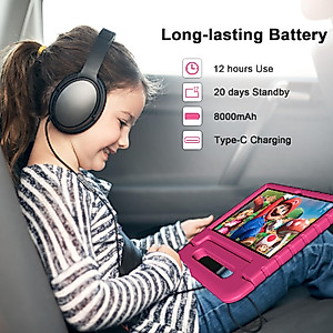 VNEIMQN Kids Tablet, 10 Inch Tablet for Kids, 4GB+64GB Android 13, 8-Core CPU, WiFi, 12H Battery, Parental Control, 1280 * 800 HD Display, Cameras, Pink