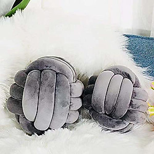 7UYUU Soft Knot Pillow Ball, Decorative Short Plush Knot Throw Pillow Large Round Bed Sofa Back Knot Velvet Pillow Cushion Small Knot Pillow for Baby (Dark Gray, Large 11 Inches)