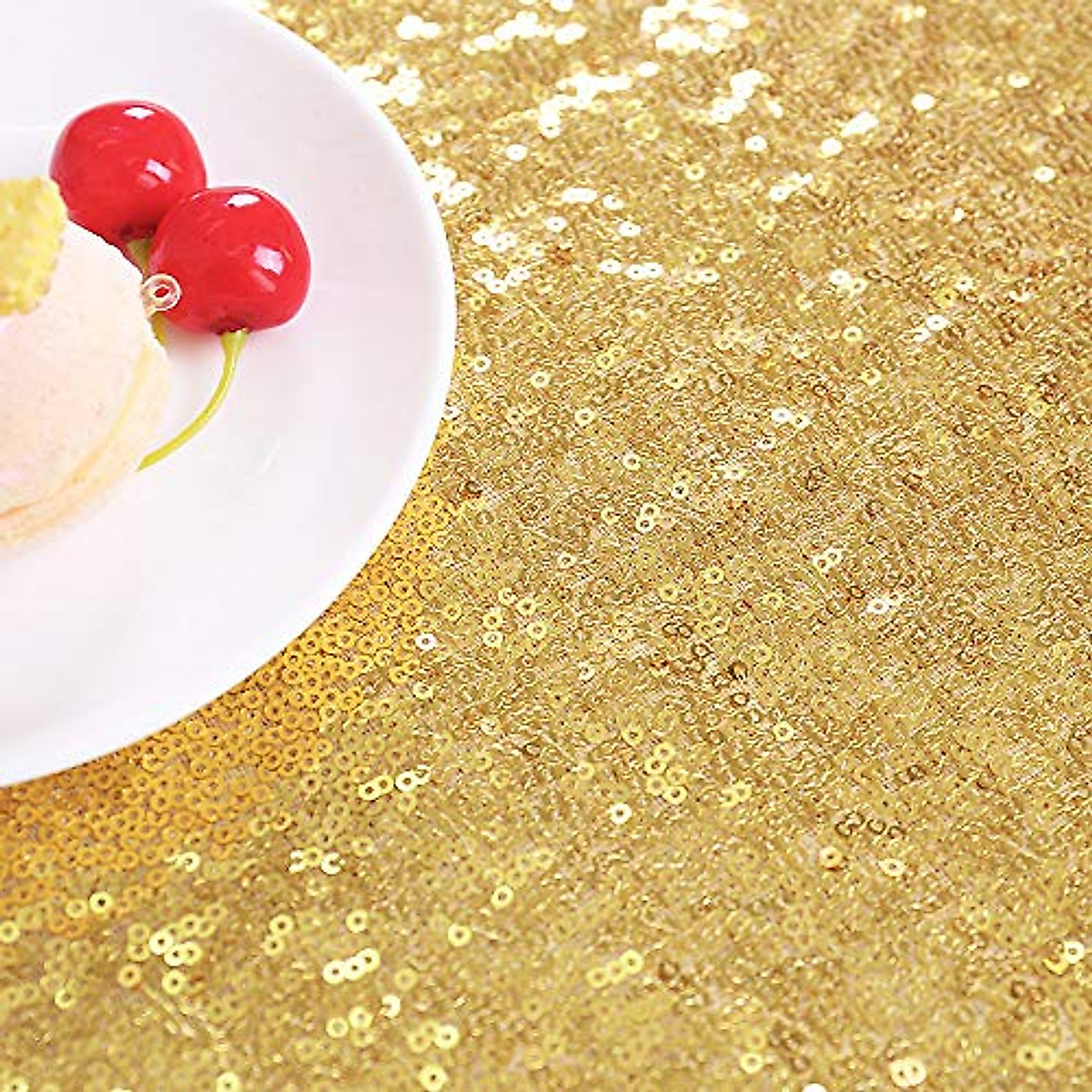 TRLYC Gold Sequin Backdrop Wedding Photography Backdrop 2ftx8ft (2Pack)