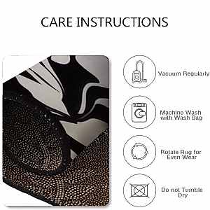 ENIGMEX Area Rug, Art Soft Non-Slip Rug, 6'x9' Rugs, Simple Abstract Contemporary Seamless Pattern Hand Drawn Flower Leaf Accent Carpet for Bedroom Living Room Hallway Outdoor Decor