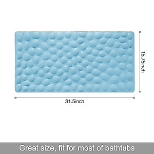 Non-Slip Bathtub Mat OTHWAY Soft Rubber Bathroom Bathmat with Strong Suction Cups (Lake Blue)