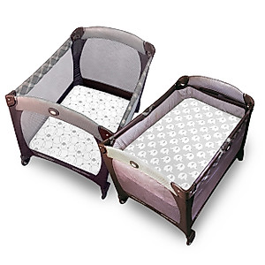 100% Organic Cotton Fitted Sheets for Graco Pack n Play, Babyletto, Pamo Babe, Hiccapop, Dream on Me, Evenflo, Baby Trend, Hygge Hush Portable/Mini Crib/Playards, Beka Bedside Bassinet 2 Pk