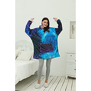 UNIFACO Women Wearable Blanket Hoodie Oversized Sherpa Blanket Sweatshirt with Hood Pocket Super Soft Warm Plush Hooded Blanket for Adult