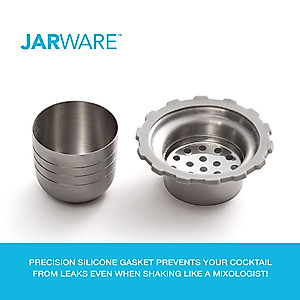 Jarware Mason Jar Cocktail Shaker Lid For Regular Mouth Mason Jar, Stainless Steel
