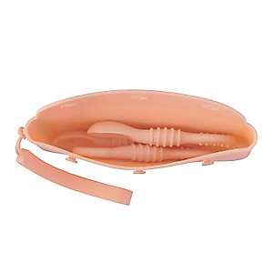 PandaEar 4 Pack Silicone Baby Spoons & Forks with 2 Pack Baby Cutlery Holder Bags, Baby Feeding Set Self Feeding Utensils & Reusable Portable Flatware Box Tableware Organizer Storage Case