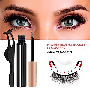 Magnetic Eyelashes Kit with Eyeliner, Magnetic Lashes Natural Looking 10 Pairs , 2 Pcs Magnetic Eyeliner, Reusable 3D False Eyelashes Lashes Pack, With lash tweezers，No Glue! Eyelashes Magnetic