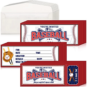 Woanger Baseball Birthday Party Invitations, 50 Pieces with Envelopes, Multicolor, Unisex-Adults