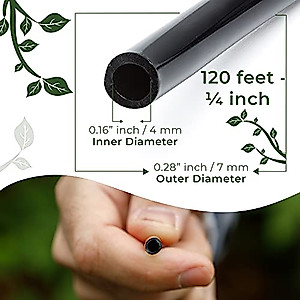 CARPATHEN 1/4 Drip Irrigation Tubing - 120 ft Black Drip Irrigation Hose Perfect for DIY Garden Irrigation System, Hydroponics, Misting Tubing, or as Blank Distribution Tubing for Any Garden Project