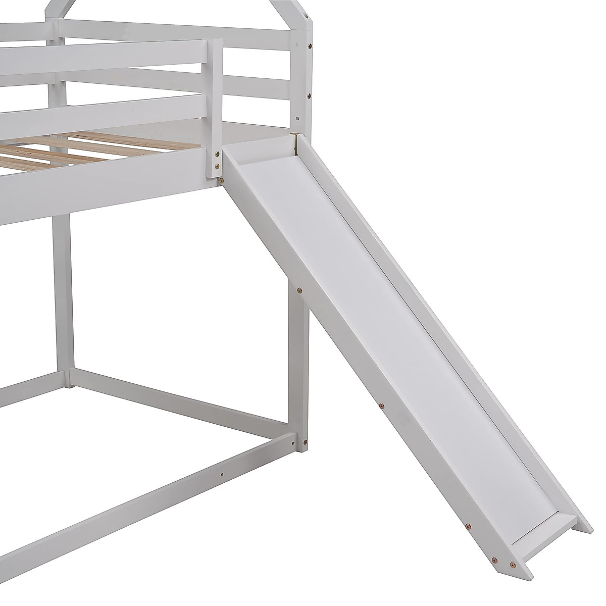 Harper & Bright Designs House Bed Bunk Beds with Slide, Wood Bunk Beds with Roof and Guardrail Twin Over Twin Bunk Bed for Kids, Toddlers, No Box Spring Needed (New, White)