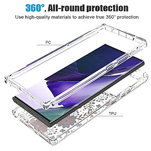 Zoeirc Case for Galaxy Note 20 Ultra 5G, Samsung Note 20 Ultra Clear Case, TPU 360 Full Body Shockproof Hybrid Bumper Crystal Clear Phone Case Cover for Samsung Galaxy Note 20 Ultra (Floral Prints)