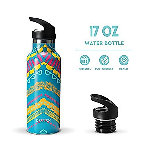 OEELINN 17oz Water Bottle -Leak Proof Vacuum Insulated Stainless Steel Double Walled Thermo Mug for Hiking Biking Sport