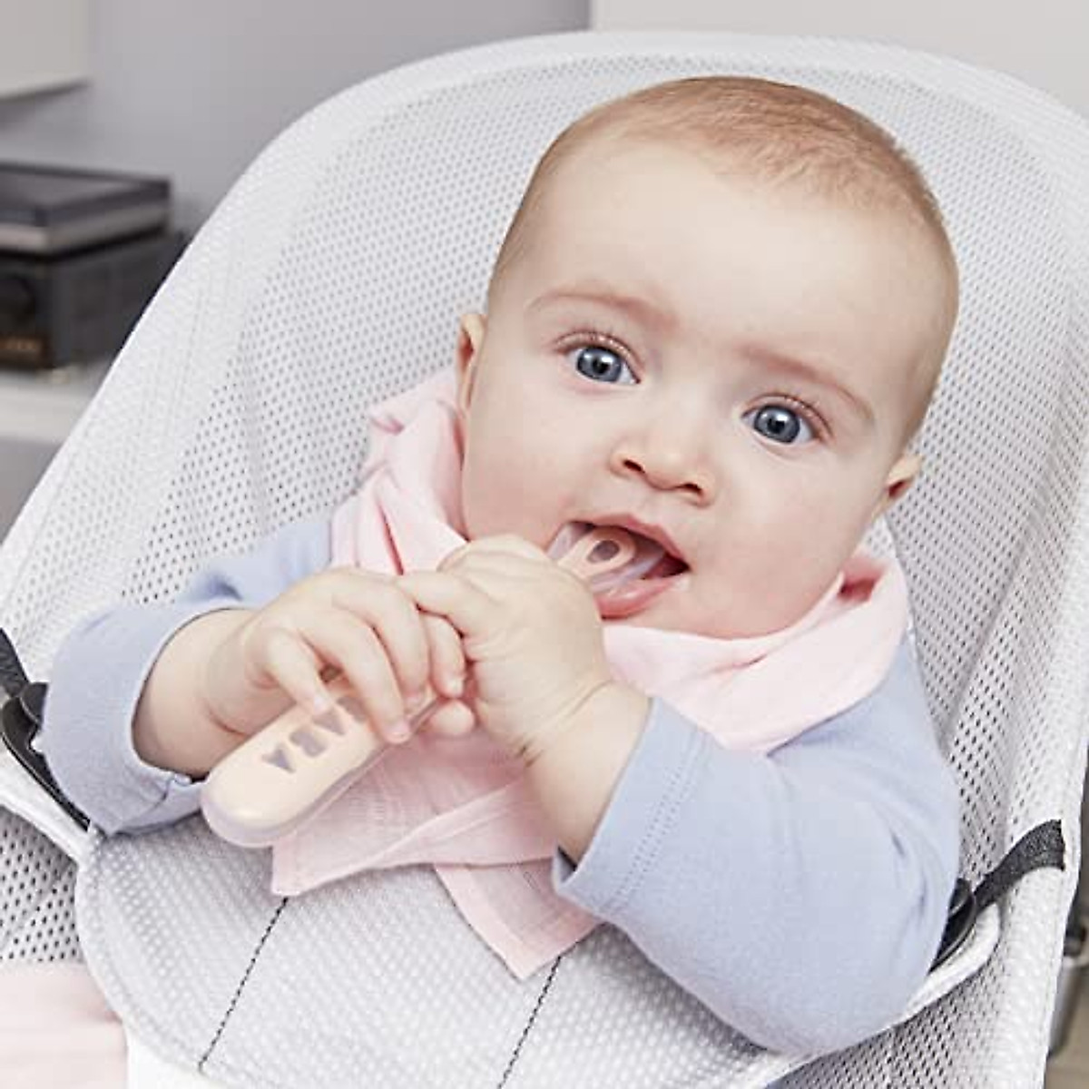 BEABA Baby's First Foods Spoon Set, Original Silicone Baby Spoons, Baby Essentials, Baby Spoons, Pack of 4 Baby Gift Set, BPA Lead & Phthalate Free, Rain