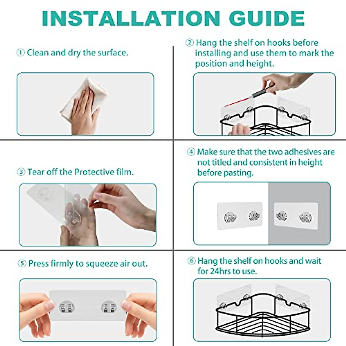 AXTEE Corner Shower Caddy, Shower Shelf with Hooks, 3 Pack Shower Organizer Storage - SUS304 Stainless Steel Bathroom Shower Organizer for Bathroom, Toilet, Kitchen and Dorm - Black