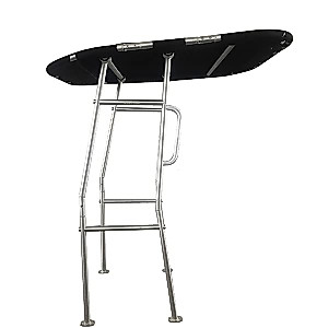 Dolphin Pro E Economic T-Top Fishing Boat Tower, Black Canopy,1.5" Brushed Anodized 6063 Aluminum Tubing, Canopy Fits Center Consoles up to 43 inches Wide, Marine Grade VIII, UV Resist Acrylic Cover