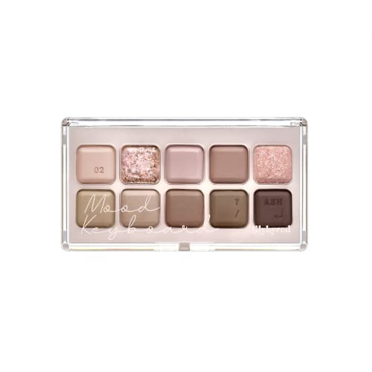 LILYBYRED Mood keyboard eyeshadow palette | Soft neutral ash color, Long-Wearing, glitter, Clear watercolor | Palette With Easy Color Matching For All | K-beauty (02#Ash Mauve)