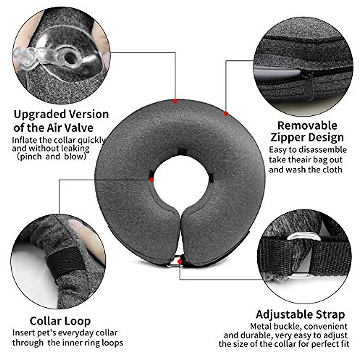 WONDAY Soft Dog Cone for Large Dogs, Inflatable Dog Cone Alternative After Surgery, Cone for Dogs After Surgery for Wound Healing and Prevent from Biting or Scratching