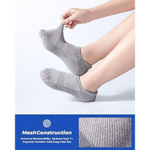 IDEGG 8 Pairs Ankle Performance Athletic Running Socks Low Cut Sports Tab Socks for Women and Men (Grey, Women Size:8-12)