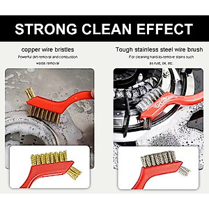 Rust Remover Brass Brush, 3 Pack Small Wire Brush Brass Wire Brush, Brass Brushes for Cleaning, Brass Brush Tool Rust Remover for Metal (Brass Steel Nylon Red)