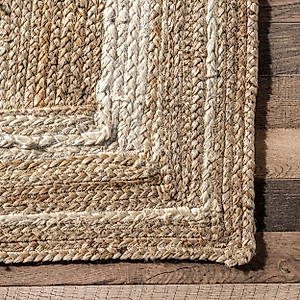 nuLOOM Rikki Coastal Braided Jute Area Rug, 6' Square, Off-white
