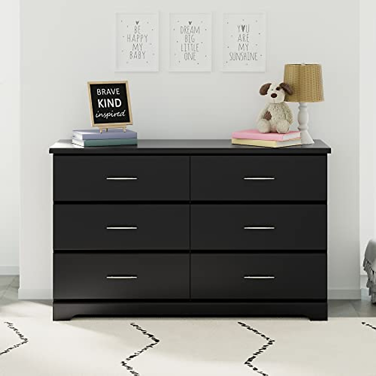 Storkcraft Brookside 6 Drawer Double Dresser (Black) – GREENGUARD Gold Certified, For Nursery, Kids Organizer, Chest of Drawers