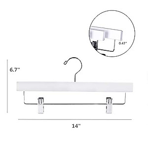 Better to U White Wooden Pants Hangers, Solid Wood Bottom Trousers Jeans Skirt Hangers with Clips (20 Pack)