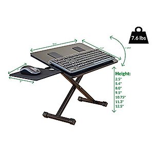 KT3 Ergonomic Computer Keyboard Stand Adjustable Height Angle Negative Tilt for standing up raise keyboards to standing height sit stand up on desk riser holder tray platform lift above desk black