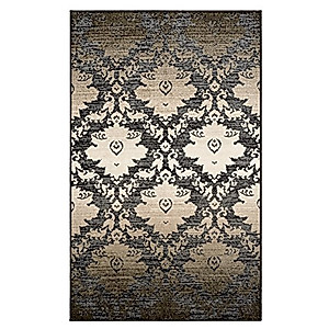 Superior's Designer Non-slip Geneva Area Rug; Digitally Printed, Low Maintenance, Affordable and Fashionable, Washable, Living Room, Bedroom, Farmhouse, Kitchen, Navy-Cream - 8' x 10'