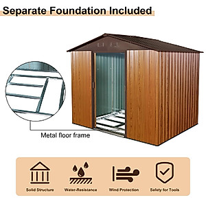 LUSPAZ 6ft x 8ft Outdoor Metal Storage Shed with Metal Floor Base,Air Vent,Sliding Doors and Padlock Patio Shed All Accessory Included Easy to Assemble for Backyard