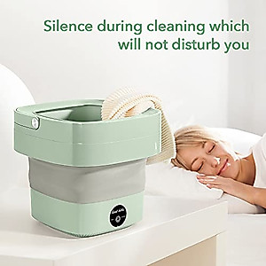 Portable Washing Machine with Effective Steri-lizing Function, Foldable Mini Small Washer for Baby Clothes, Underwear or Small Items, Suitable for Apartment, Laundry, Camping, RV, Travel (110V-240V)