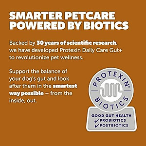 Protexin Daily Care Gut+ Wellness, 60 probiotic and postbiotic Dog Supplement Chews – Duck and Carrot Flavored