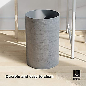 Umbra Treela Small Trash Durable Garbage Can Waste Basket for Bathroom, Bedroom, Office and More | 4.75 Gallon Capacity with Stylish Light Grey Barn Wood Exterior Finish, Graywood