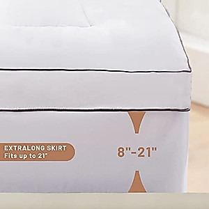 Mattress Pad King Size, Premium Soft Quilted Extra Thick Pillow Top Mattress Topper with Fluffy Down Alternative Fill,Mattress Cover with Elastic Deep Pocket, Strethes Up to 21”