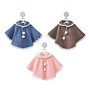 3 Pack Bathroom Kitchen Facial Cheongsam Hand Towels - Chinese Style Soft Coral Fleece Ring Hanging Towel Decor Cute Towel Face Towel Decor - Fun Housewarming (3 Pack Pink Shawl)