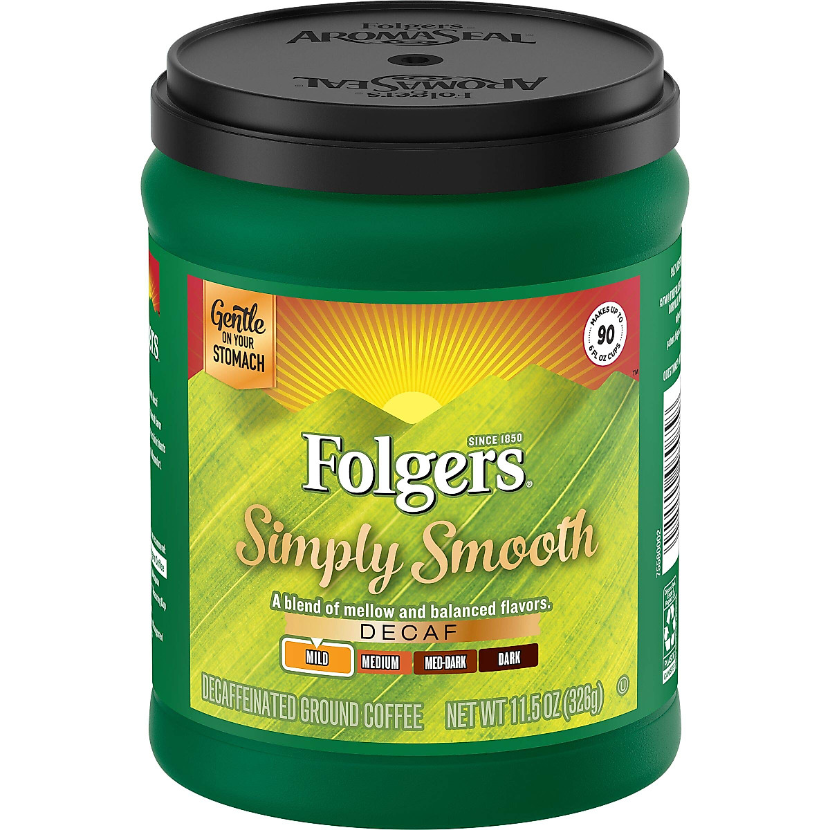 Folgers Simply Smooth Decaf Coffee Mild 4 Pack , Mild Roast, 11.5 Ounce (Packaging May Vary) - 4 Pack Bundle
