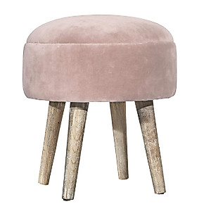 Hillsdale Furniture Mid-Mod Rounded Vanity Stool, Coral Blush