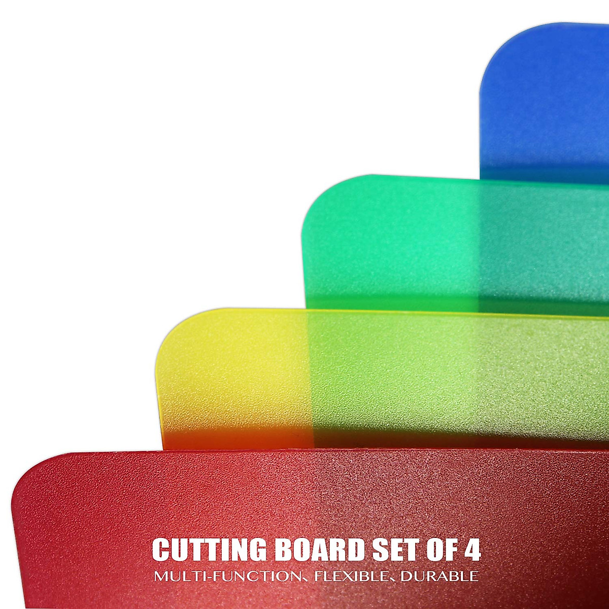 Fotouzy Flexible Plastic Cutting Boards for Kitchen, 4 Translucent Colors Cutting Mats 15 x 12 In, BPA-Free, Non-Porous, Dishwasher Safe, Set of 4