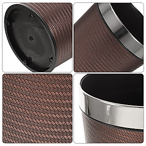 Ipetboom Pu Leather Garbage can Pu Leather Trash Can Wastebasket Garbage Container Bin Decorative Paper Basket Waste Bucket Storage Bin for Bathroom Living Room Office High Class Hotel 5L