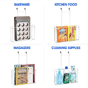 2 Pack- Simple Trending Over the Door/Wall Mount Cabinet Door Organizer Holder in Kitchen or Pantry for Cutting Board, Aluminum Foil, Cleaning Supplies, White