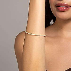 PAVOI 14K Gold Plated Cubic Zirconia Classic Tennis Bracelet | Rose Gold Bracelets for Women | 6.5 Inches