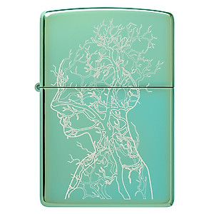 Zippo Human Tree Design High Polish Green Pocket Lighter