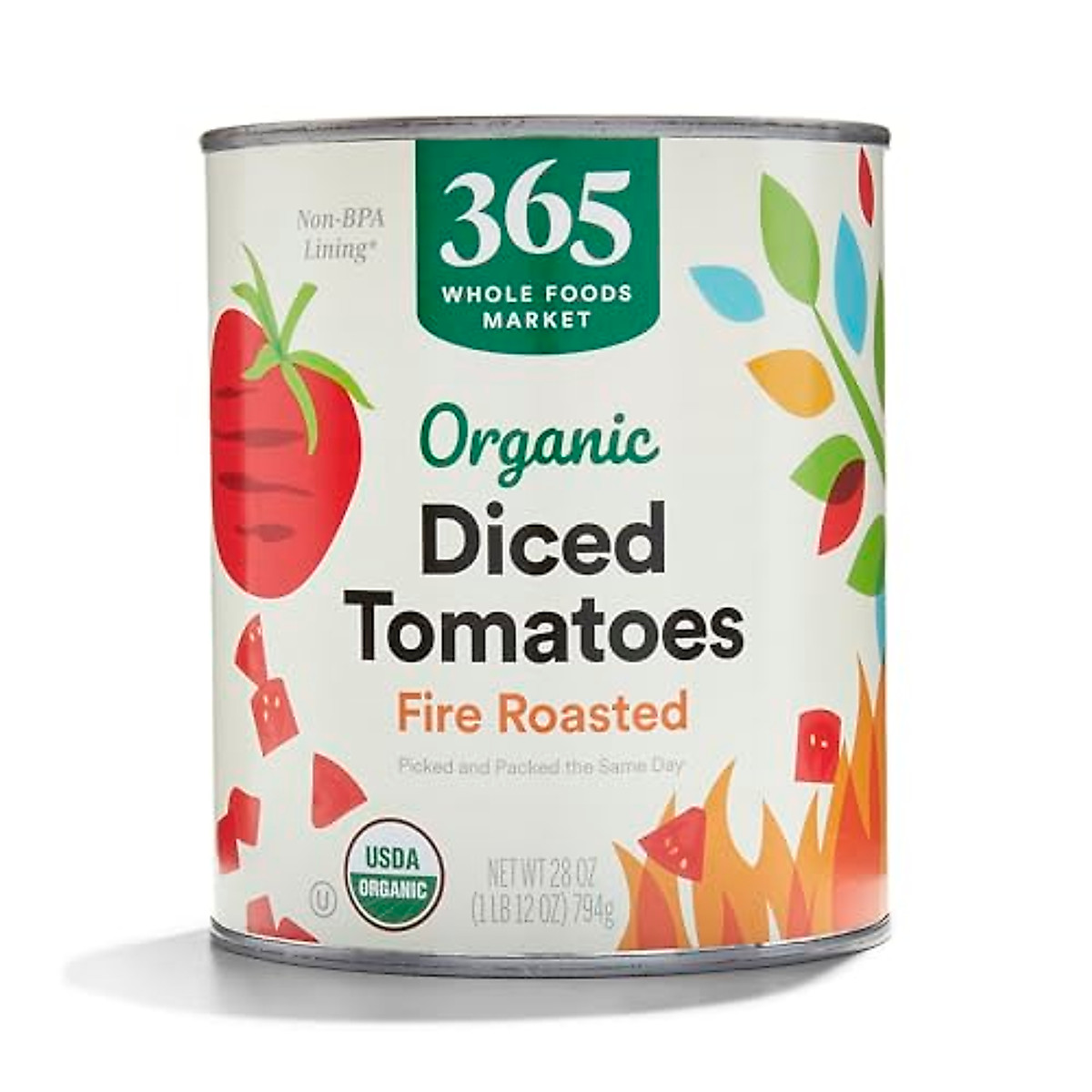 365 by Whole Foods Market, Tomatoes Diced Fire Roasted Organic, 28 Ounce