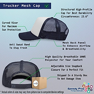 Trucker Hat Evil Eye Nazar Hamsa Hand Polyester Snapback Baseball Cap for Men & Women Adjustable Navy