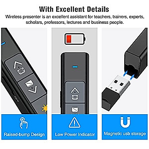 DinoFire Presentation Clicker Laser Pointer for Cats Dogs, 100FT Wireless Presenter Remote PowerPoint Clicker Presentation Remote, 2.4GHz Presentation Pointer for Mac, Laptop, Computer Cat Laser Toy