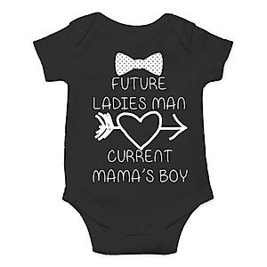 CBTwear Future Ladies Man Current Mama's Boy Bodysuit Funny Infant Comfy Baby Boy Clothes (Newborn, Black)