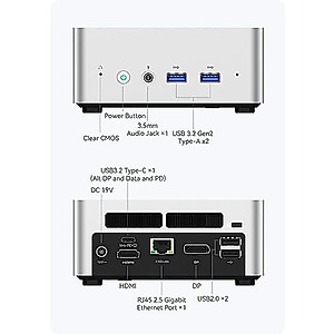 MINISFORUM UN1245 Mini PC Barebone with Intel Core i5-12450H,8 cores/12 Threads, Mini Desktop Computer, HDMI 2.0/USB-C/DP 1.4, 2.5 G RJ45 LAN, 5 USB Ports, Wi-Fi 6E & BT 5.2